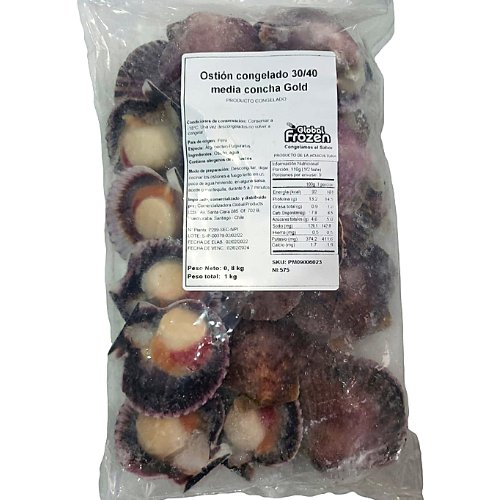 Ostión Media Concha 30/40 1kg – NaturalFrost – Congelados en Concepcion